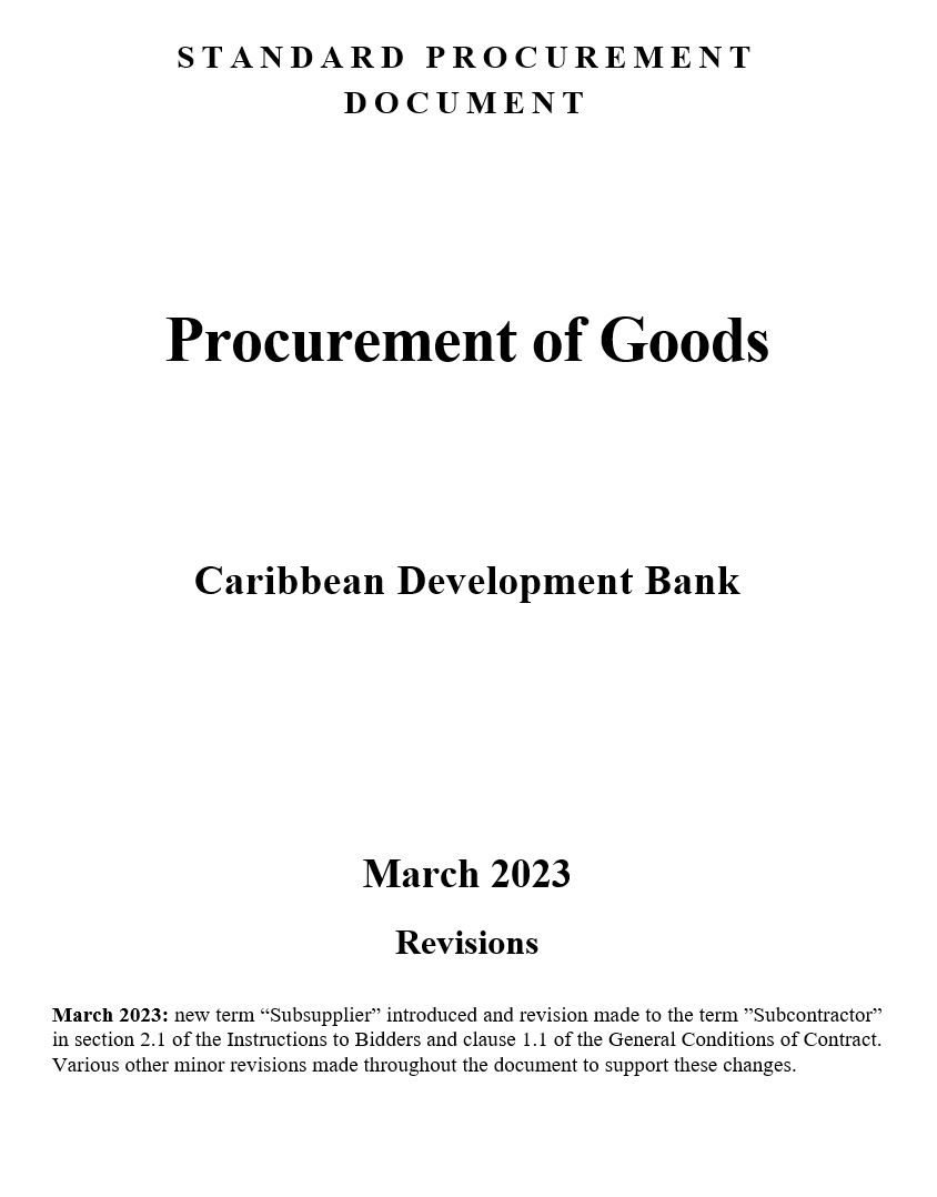 Bidding Document for Goods (One Stage, One Envelope) | Caribbean ...